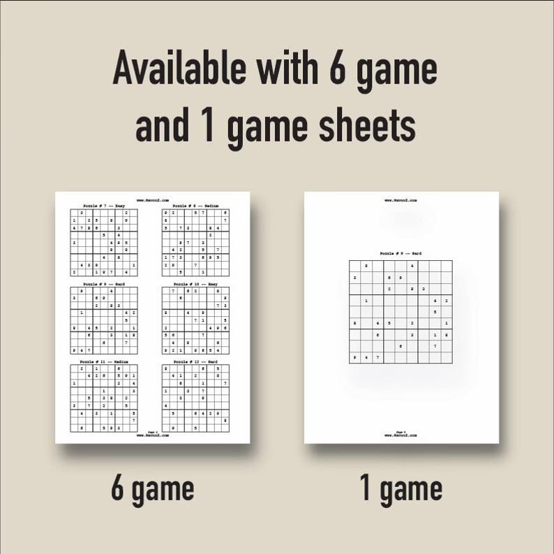 3,000+ Printable Puzzles: Easy, Medium & Hard Sudoku - Simply Sudoku - Etsy