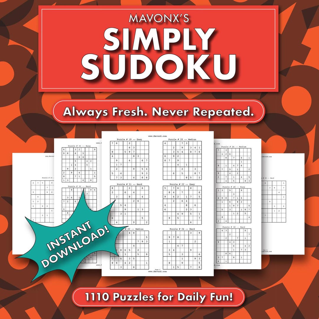 1,000+ Printable Puzzles: Easy, Medium & Hard Sudoku - Simply Sudoku - Etsy