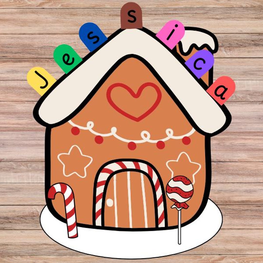 Gingerbread House Name Craft Digital Download Build Your Own Christmas ...