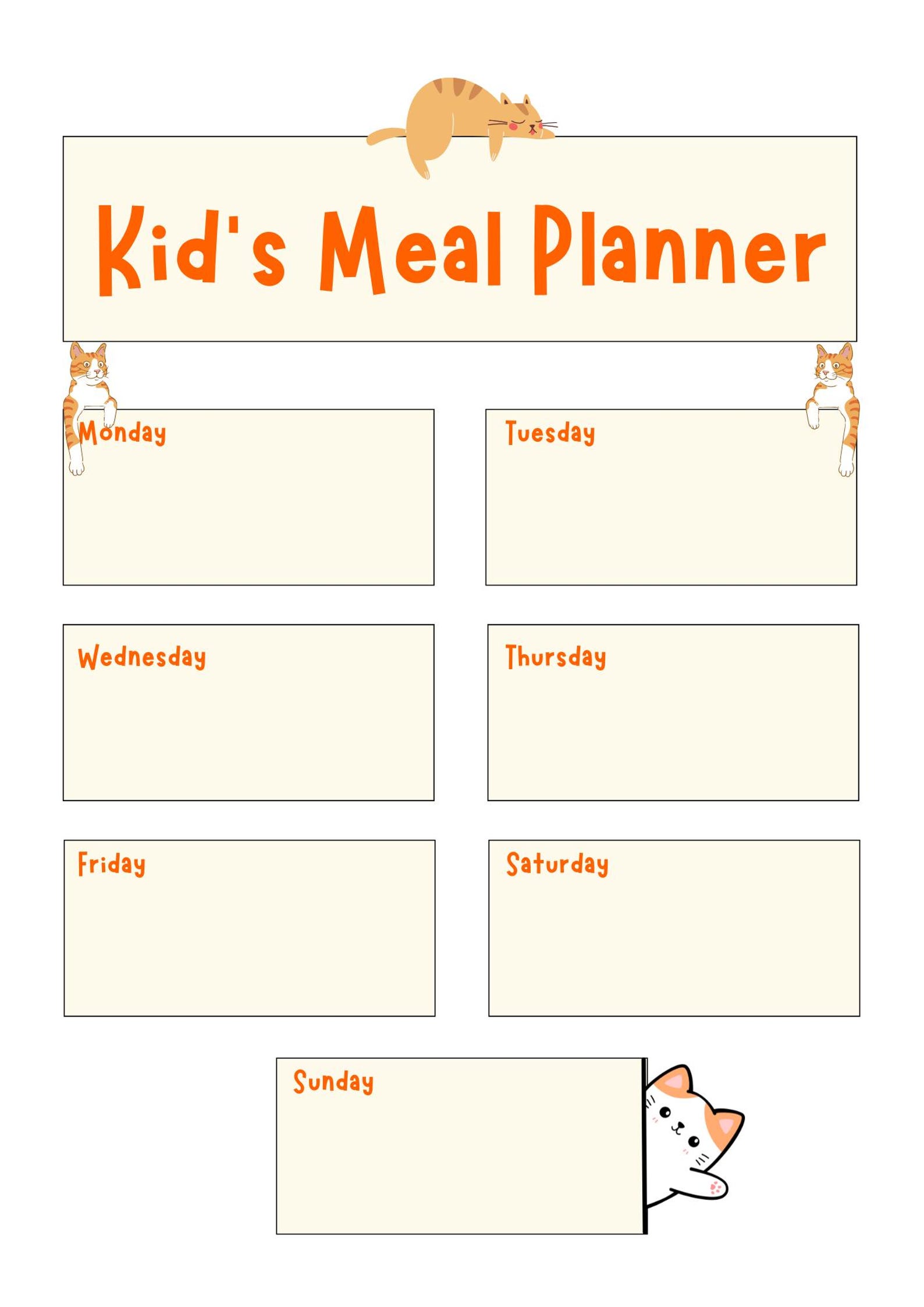 Kids Meal Planner Printable Weekly Meal Plan for Kids and Toddler Meal ...