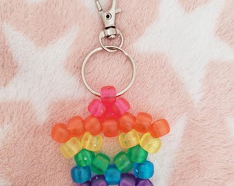 Scenecore Rainbow Kandi Star Keychain - Etsy