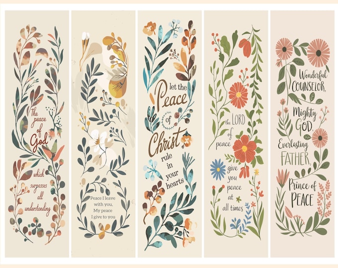 Bible Verse Bookmarks About Peace - Floral Design With Beautiful ...
