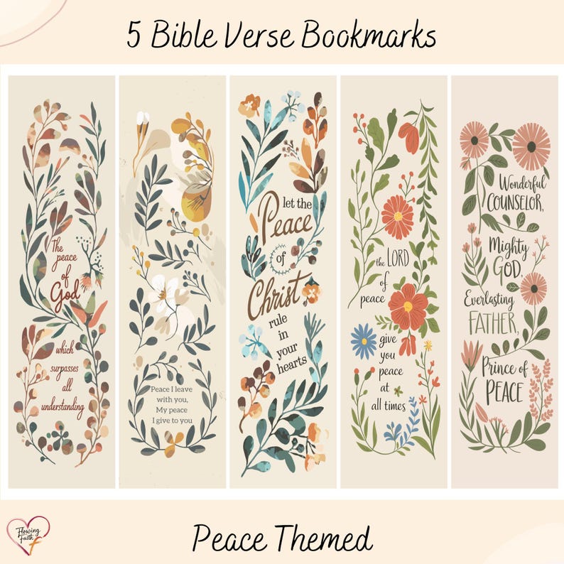 Bible Verse Bookmarks About Peace - Floral Design With Beautiful ...