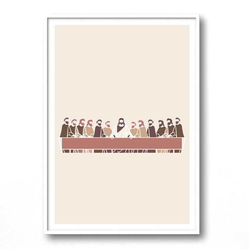 Last Supper. Jesus and 12 Disciples Eating Bread, Wine | Jesus Art ...