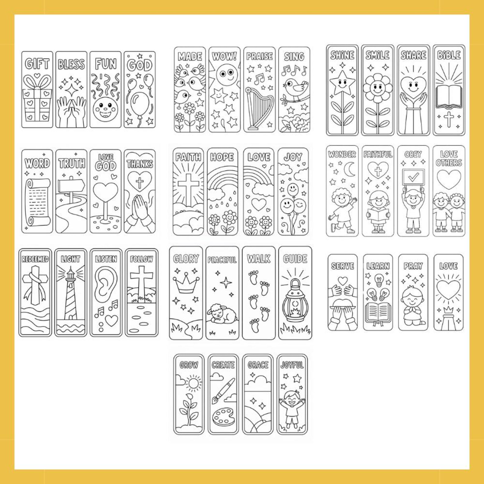 Bible Coloring Bookmarks for Kids: Christian Scripture Art (digital PDF Set) - Etsy