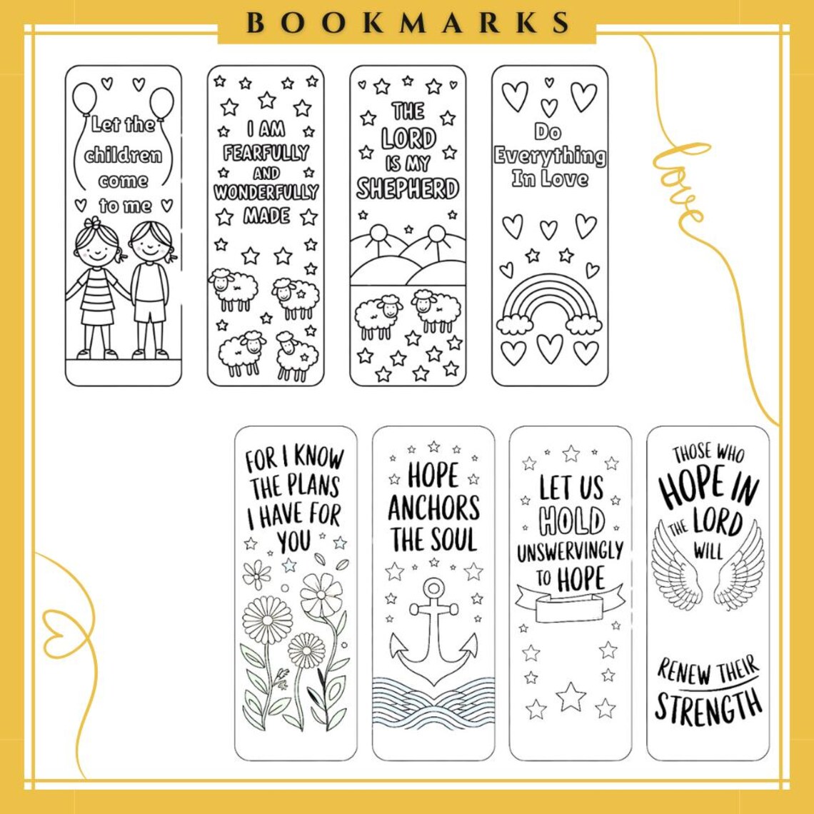 Bible Verse Coloring Bookmarks: Scripture Art, Christian Gift (digital ...