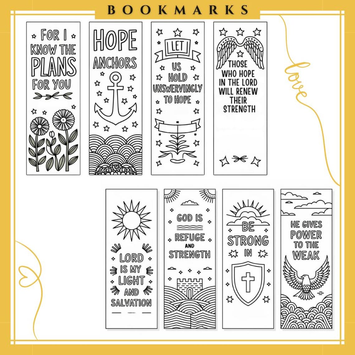 Bible Verse Coloring Bookmarks: Scripture Art, Christian Gift (digital ...