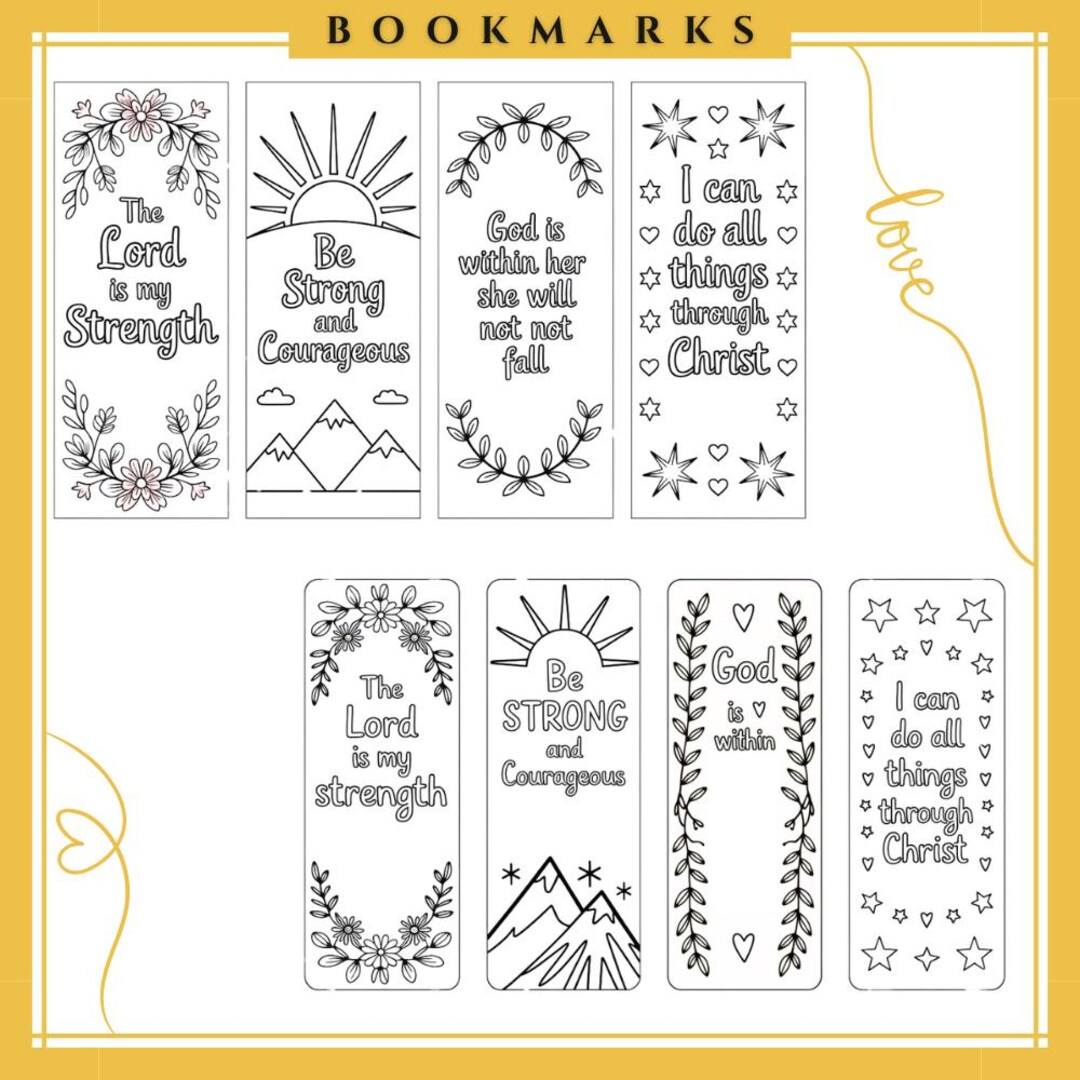 Bible Verse Coloring Bookmarks: Scripture Art, Christian Gift (digital ...