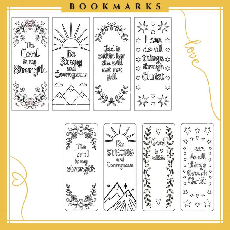 Bible Verse Coloring Bookmarks: Scripture Art, Christian Gift (digital ...