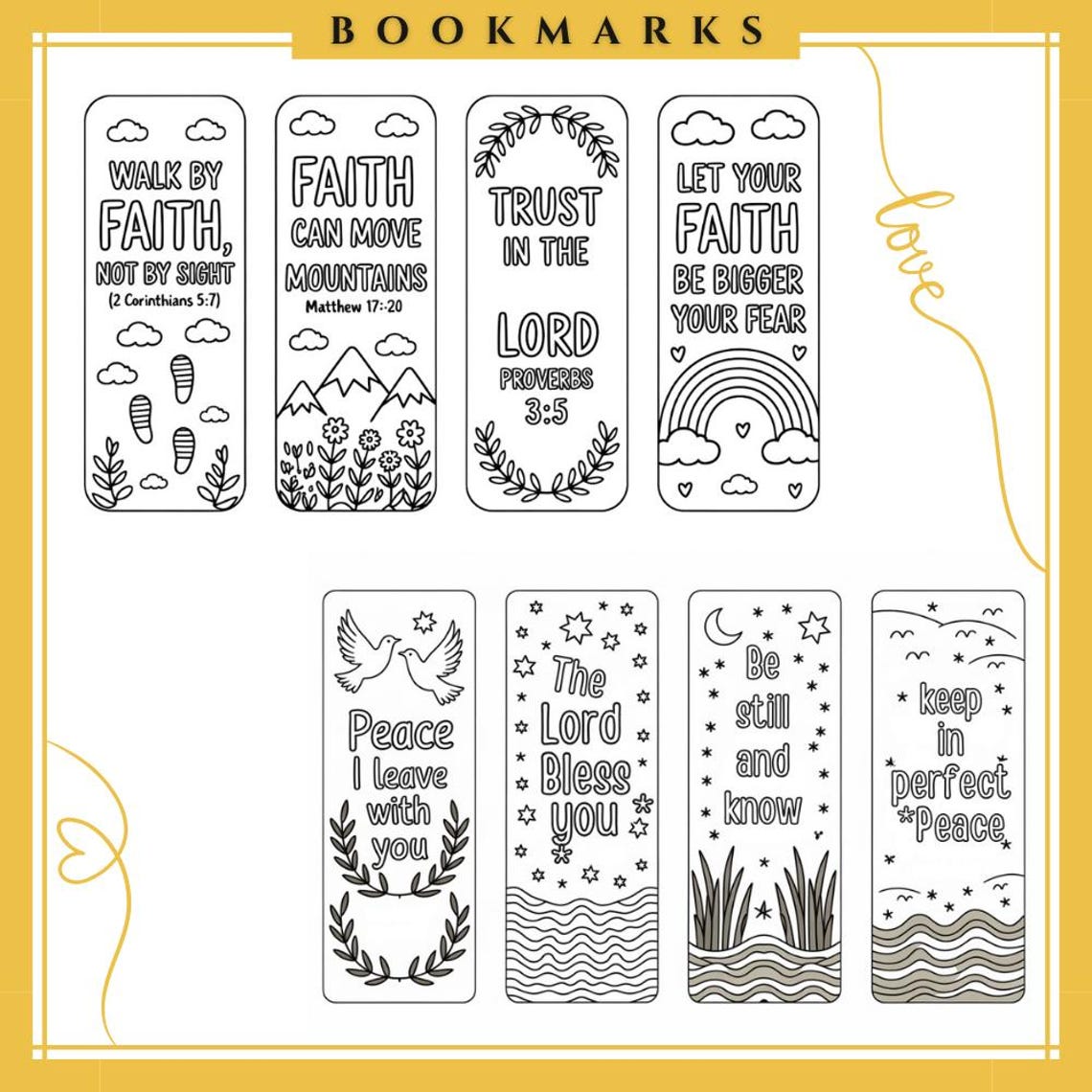 Bible Verse Coloring Bookmarks: Scripture Art, Christian Gift (digital ...