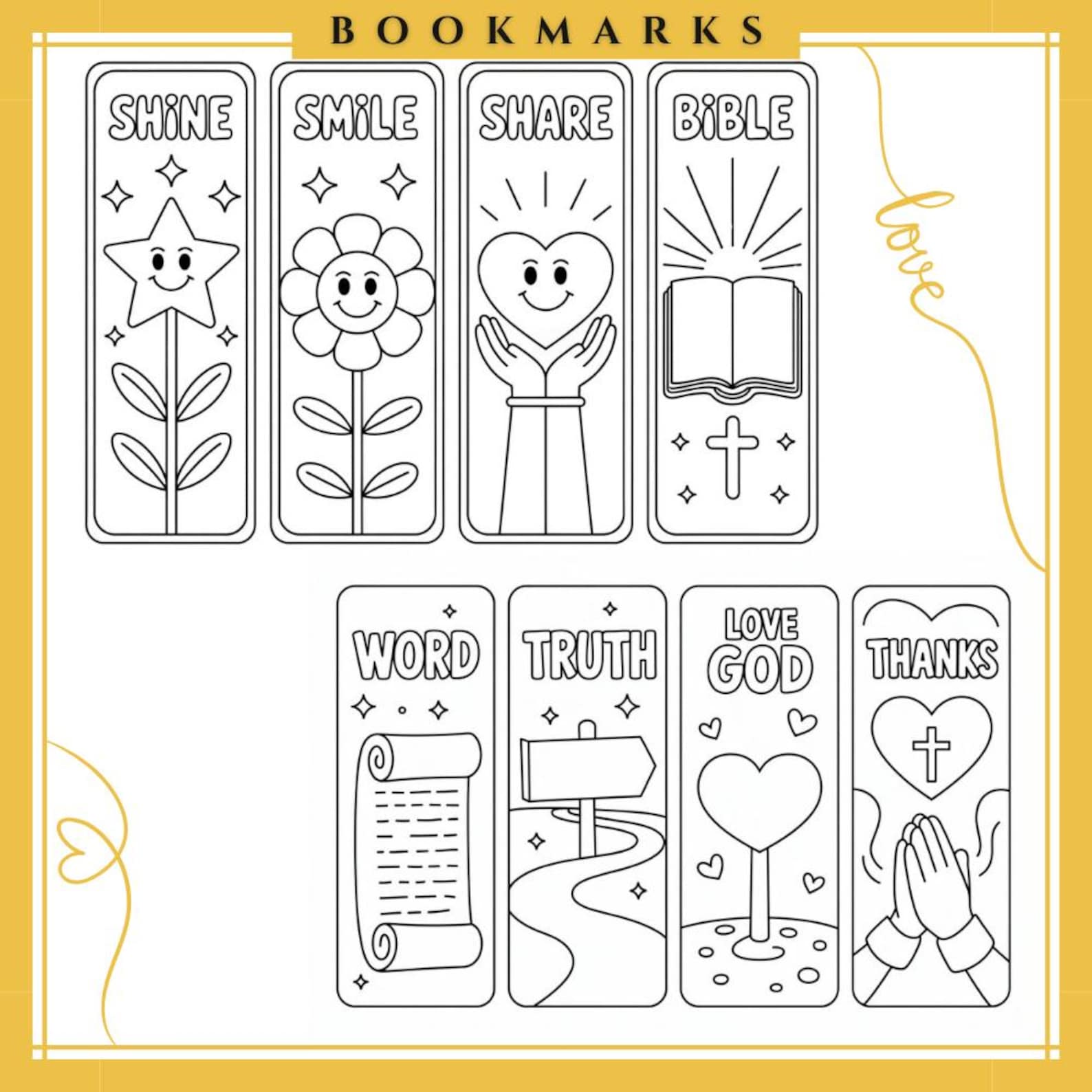 Bible Coloring Bookmarks for Kids: Christian Scripture Art (digital PDF ...