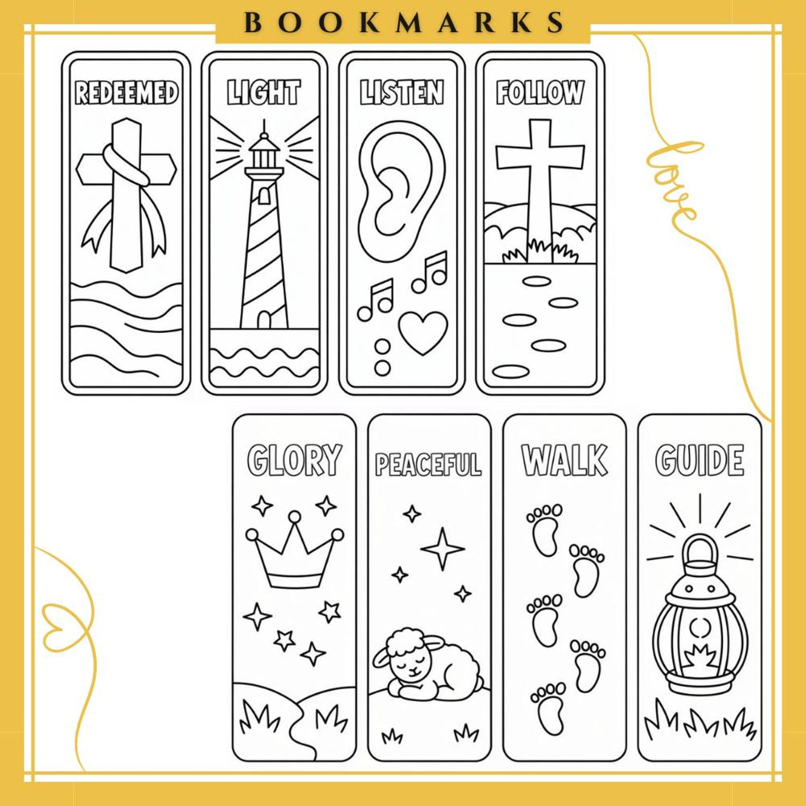 Bible Coloring Bookmarks for Kids: Christian Scripture Art (digital PDF ...