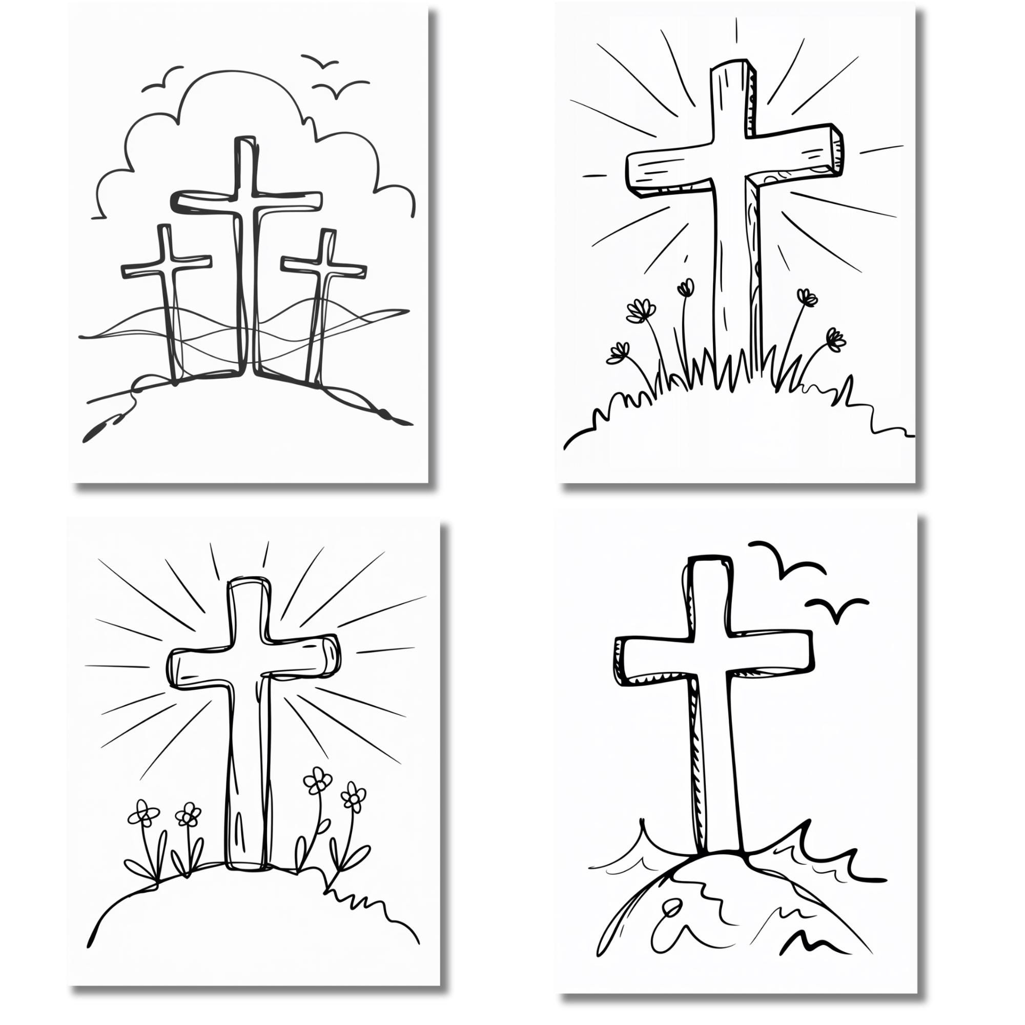 10 Picasso-style Christian Cross Line Art Set – Rustic Faith Designs ...