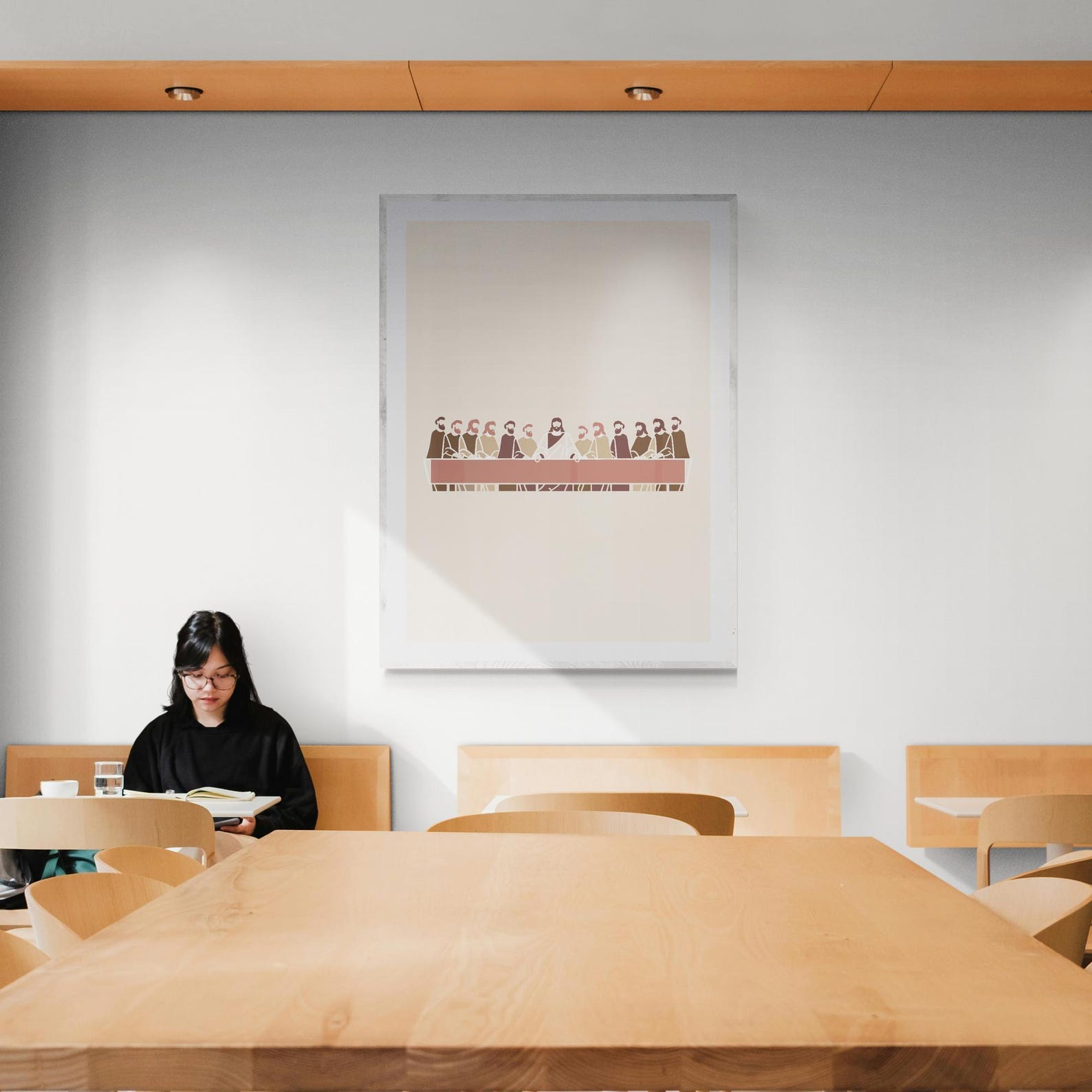 Last Supper. Jesus and 12 Disciples Eating Bread, Wine | Jesus Art ...