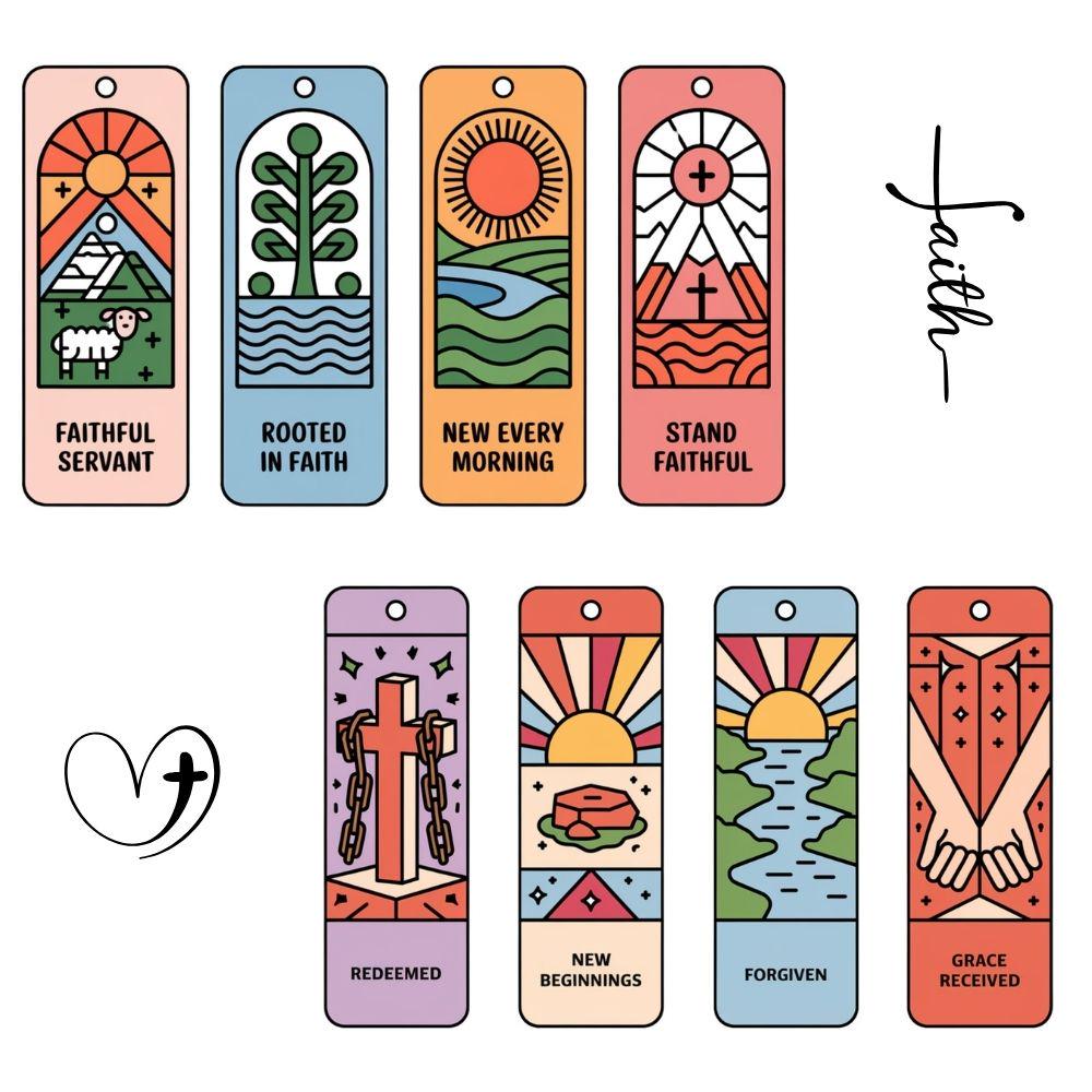 24 Christian Bookmarks – Faith & Grace Printable Set, Redeemed ...
