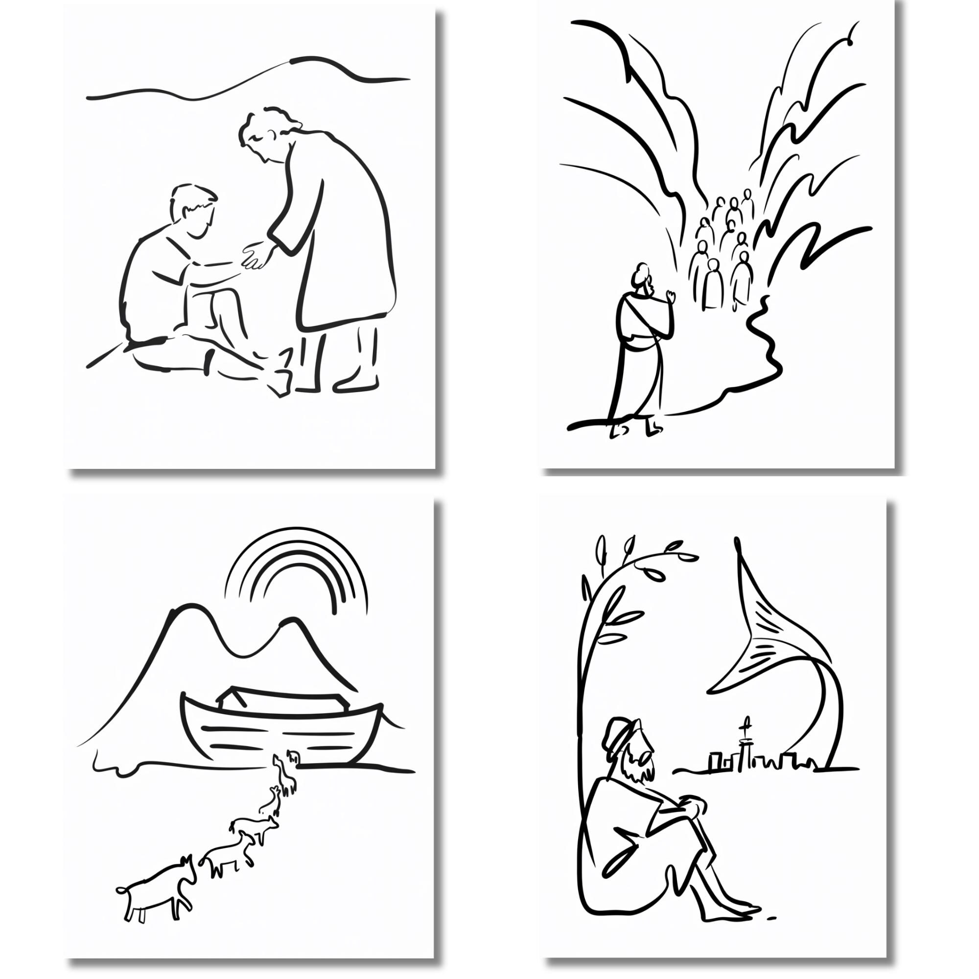10 Minimalist Bible Story Line Art Bundle 2 – Picasso Style Christian ...
