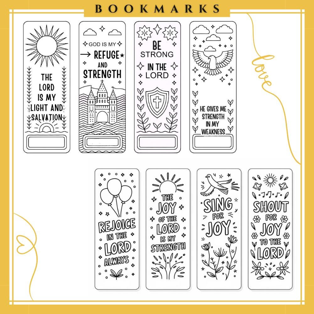 Bible Verse Coloring Bookmarks: Scripture Art, Christian Gift (digital ...