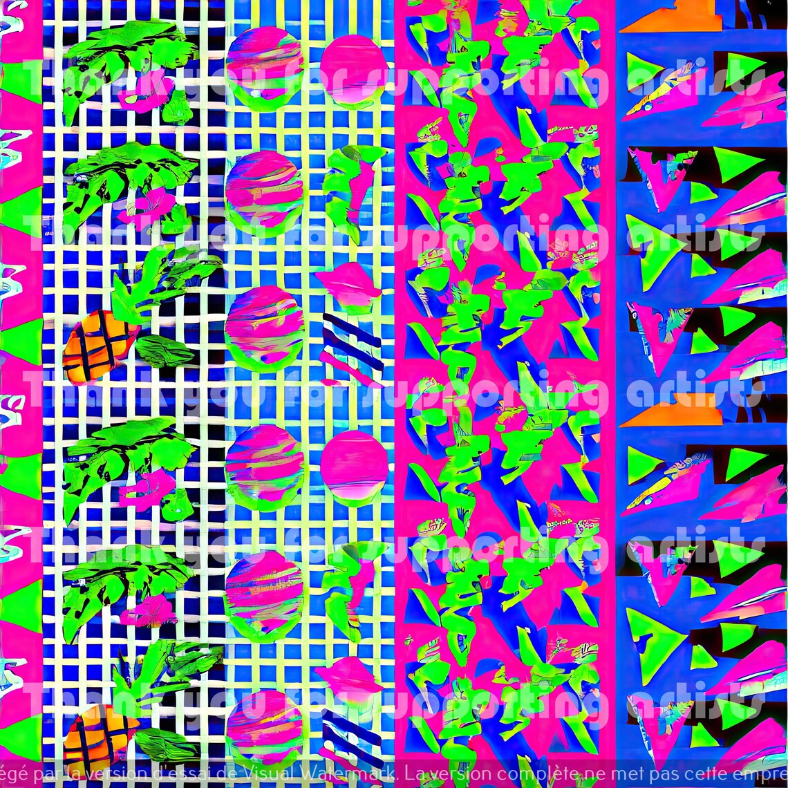 Neon, Retro Pattern, 70s 80s 90s Design, UV Reactive, Memphis Style ...