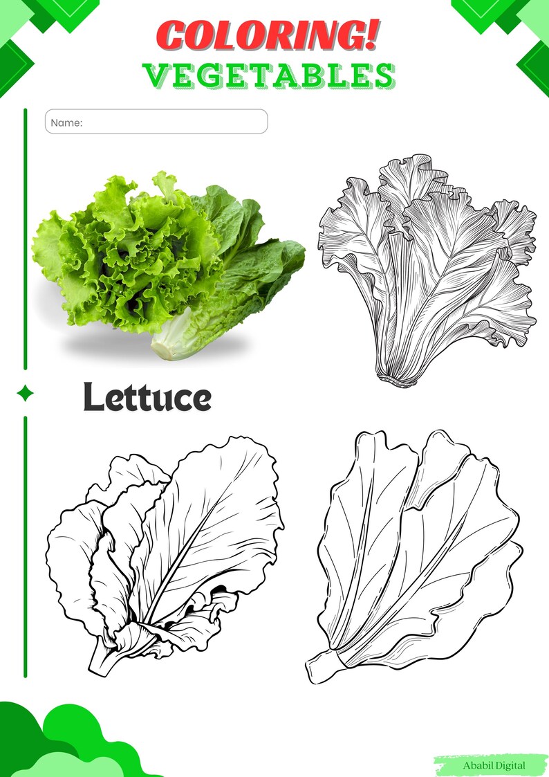 Vegetables Coloring Book for Kids: Fun Learning Pages (PDF) - Etsy