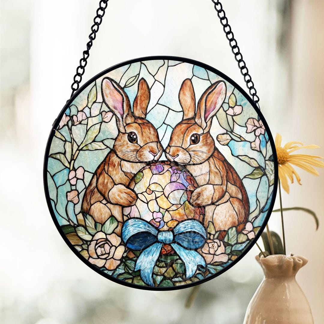 Easter Bunny Suncatcher, Unique Egg Decoration, Spring Window Decor ...