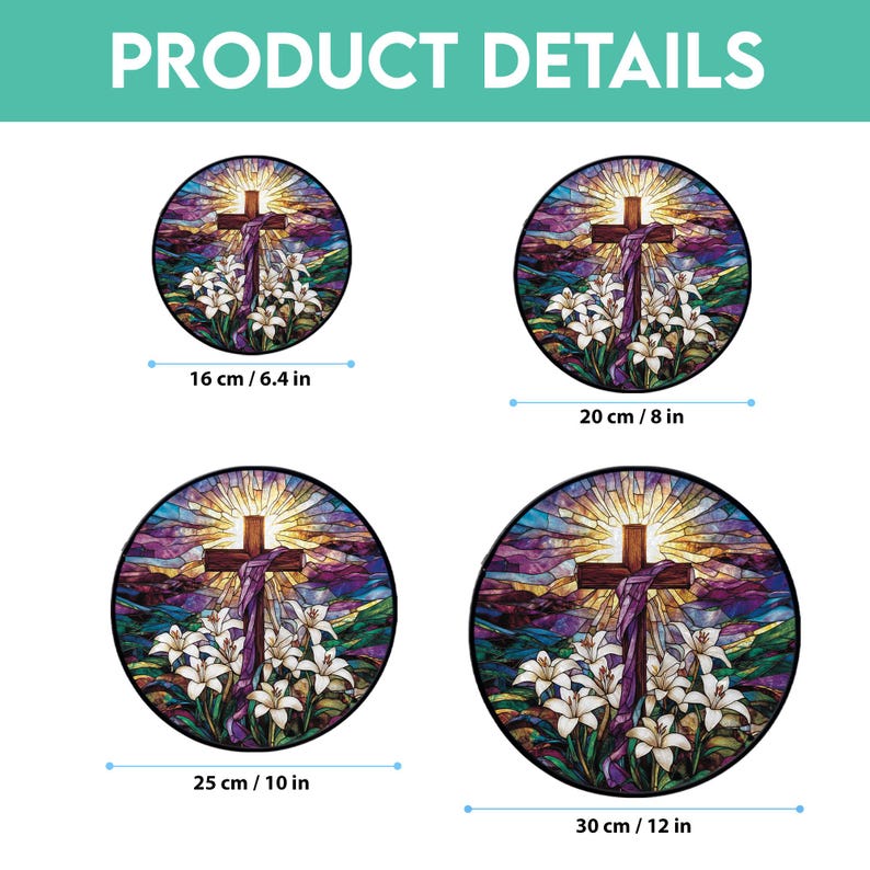 Easter Cross Stained Glass Suncatcher, Christian Window Decor ...