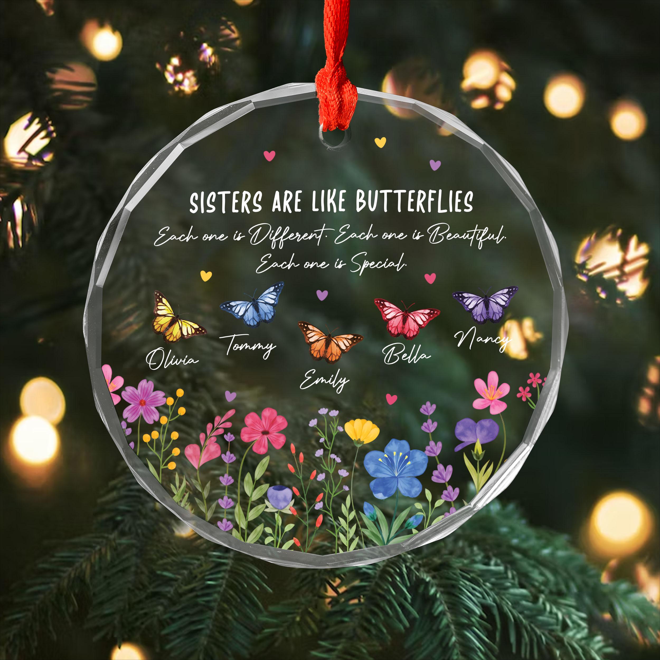 Personalized Butterfly Sisters Ornament, Custom Name Design, Family ...