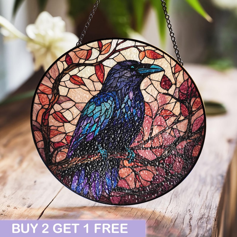 Stained Glass Raven - Etsy