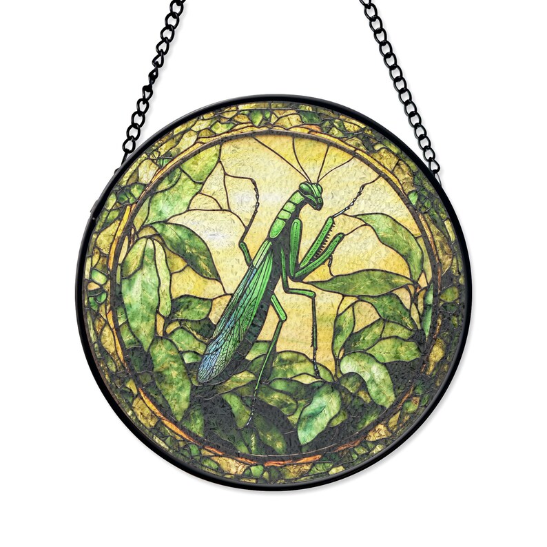 Praying Mantis Stained Glass Window Hanging - Detailed Nature-inspired ...