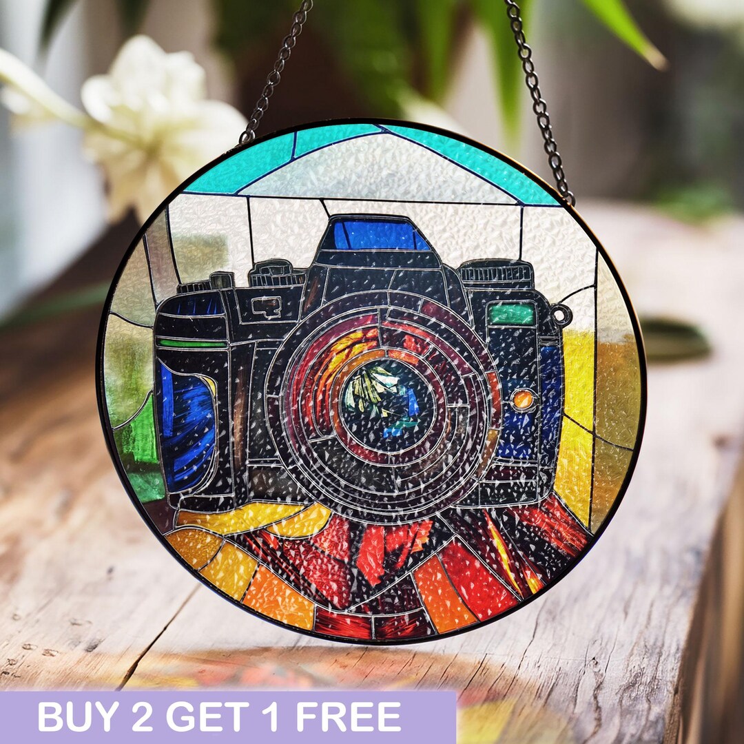 Stunning Camera Stained Glass Panel for Photography Lovers and Creative ...