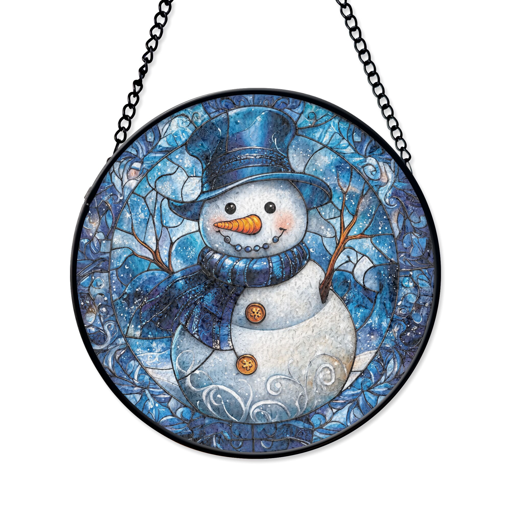 Snowman Stained Glass Suncatcher, Christmas Decor, Holiday Window ...