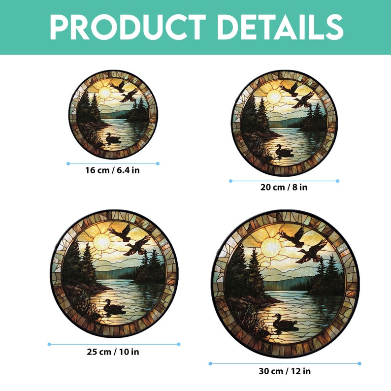 Stained Glass Lake Scene With Ducks and Sunset Window Hanging, Tranquil ...