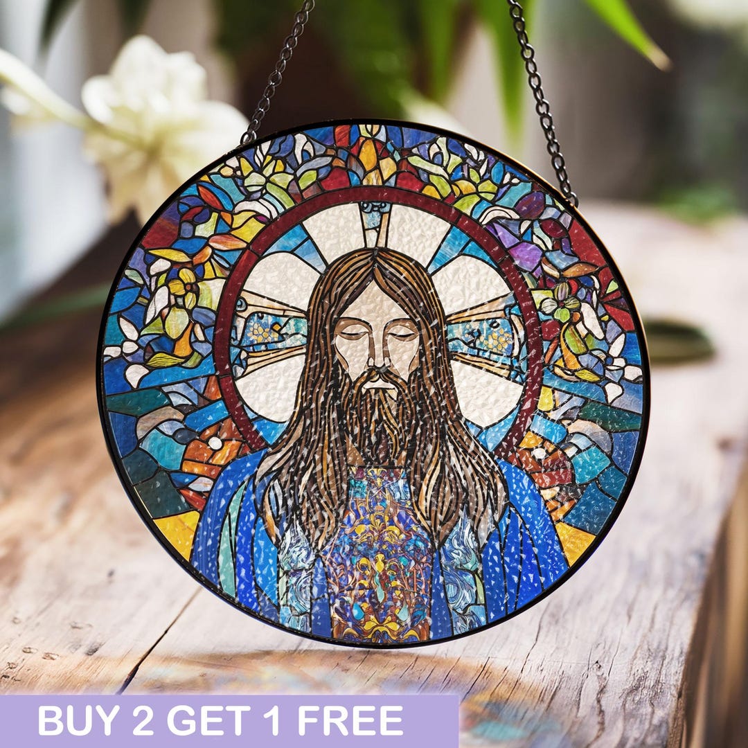 Jesus Christ Stained Glass Window Hanging, Sacred Art for Home or ...