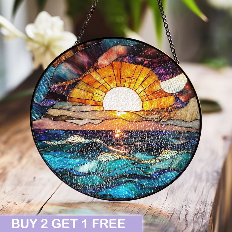 Stained Glass Sunset - Etsy