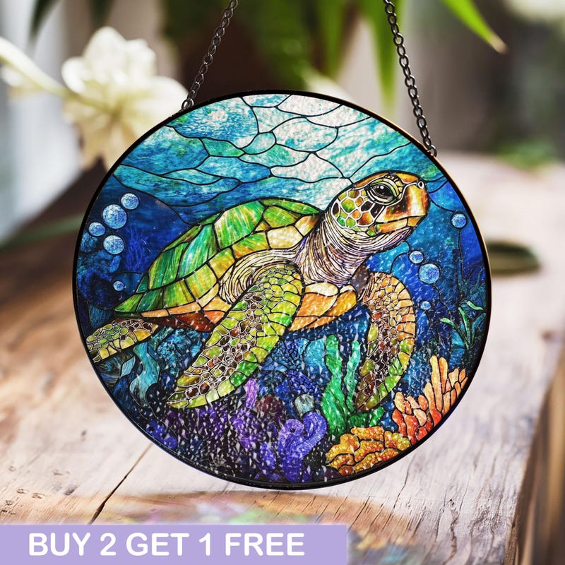 Turtle Stained Glass - Etsy