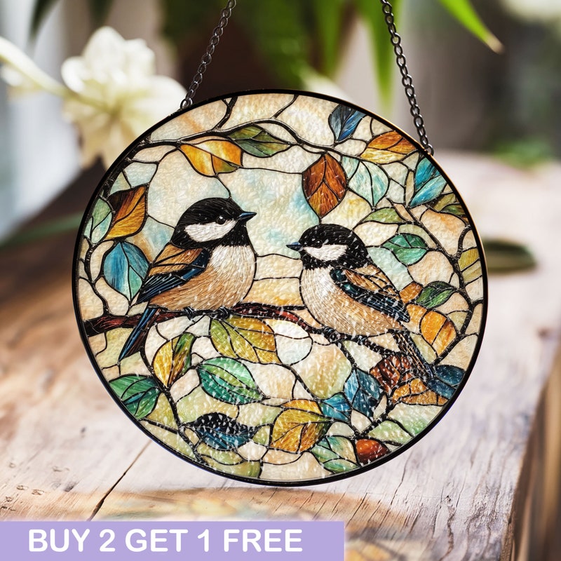 Stained Glass Chickadee - Etsy