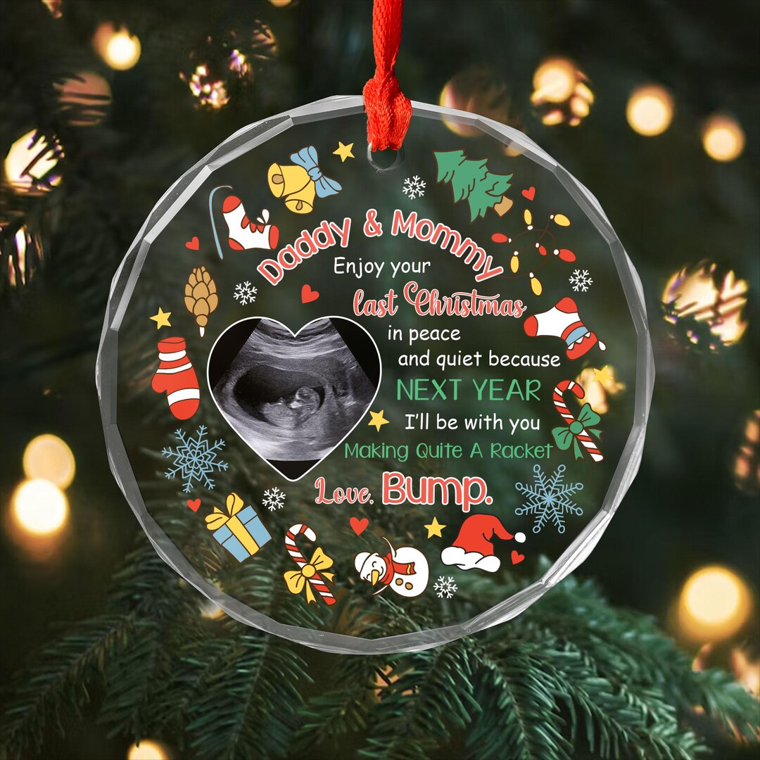 Baby Bump Ultrasound Ornament, Personalized Pregnancy Reveal Keepsake ...