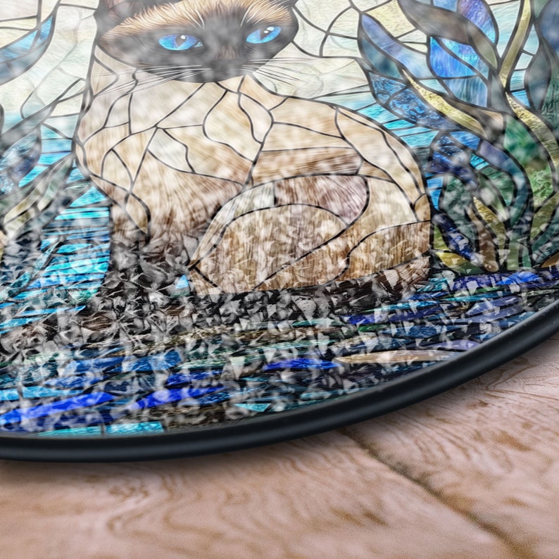 Siamese Cat Stained Glass Window Art – Captivating Feline Design for ...