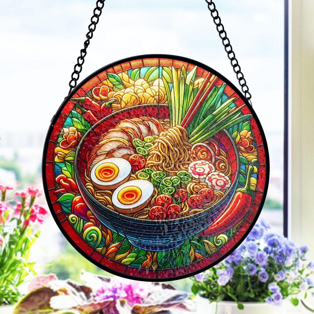 Ramen Noodle Stained Glass Suncatcher, Japanese Food Window Hanging ...