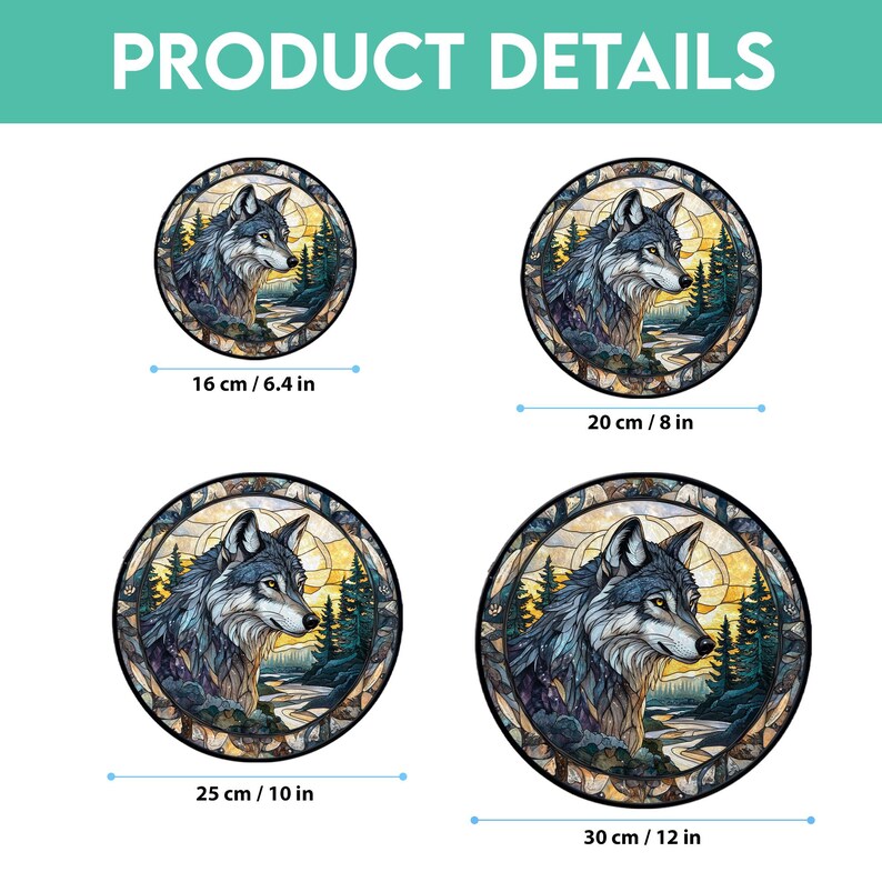 Wolf Suncatcher Stained Glass, Majestic Forest Scene Wall Decor, Nature ...