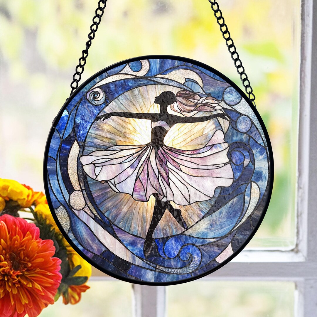 Ballerina Stained Glass Suncatcher, Elegant Window Hanging, Ballet Art ...