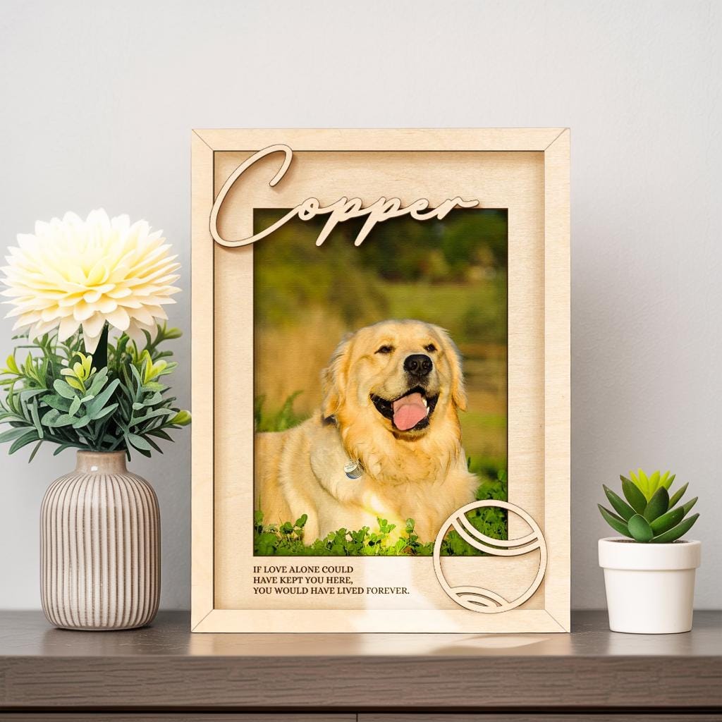 Custom Pet Memorial Photo Frame, Personalized Dog or Cat Remembrance ...