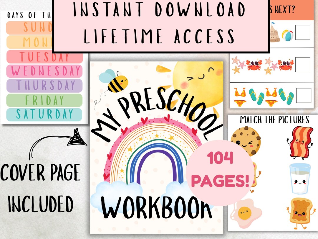 Preschool Learning Workbook: Tracing, Counting, Letters (PDF Pattern ...
