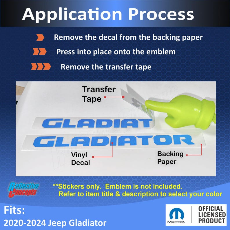 GLADIATOR Fender Text Lettering Overlay Decal Stickers - 2020-2024 ...