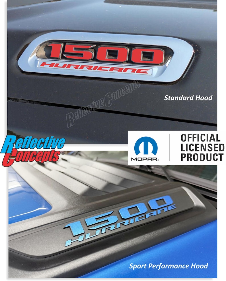 2026 Ram 1500 - 1500 HURRICANE Hood Emblem Overlay Decal Stickers ...
