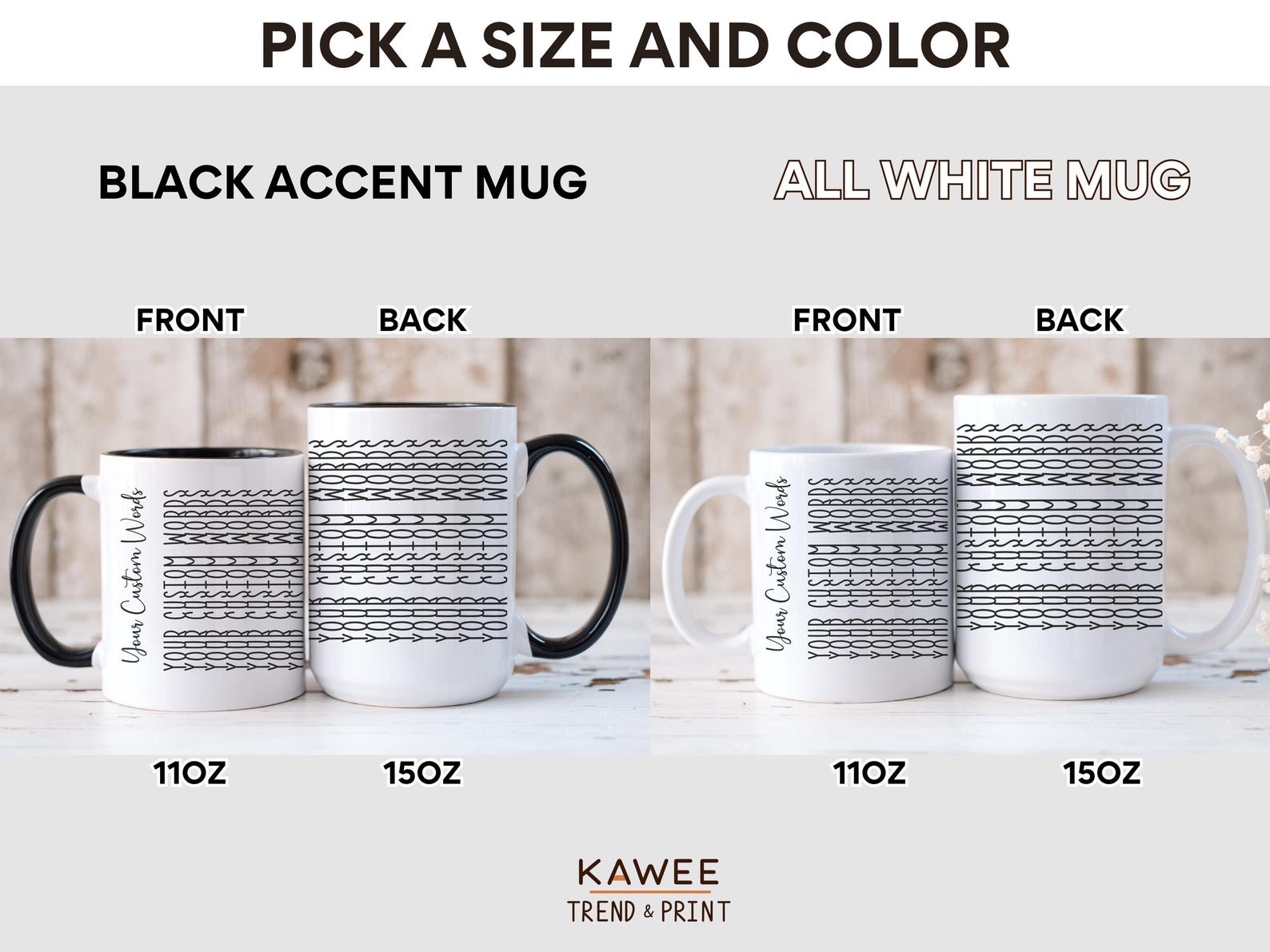 Custom Hidden Message Mug, Personalized Ceramic Coffee Cup (11oz/15oz ...