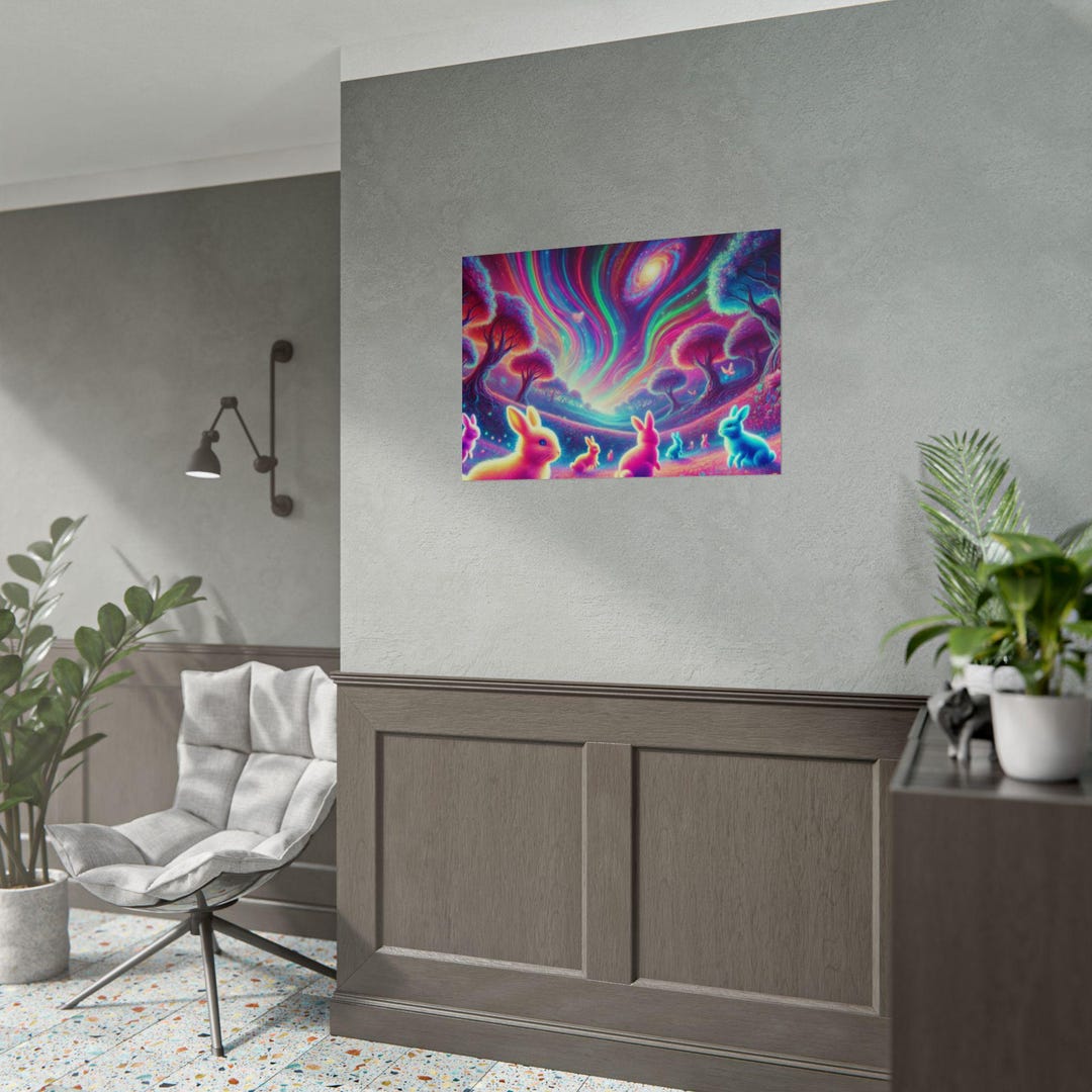 Trippy Rabbit Galaxy Poster Psychedelic Fantasy Art - Etsy