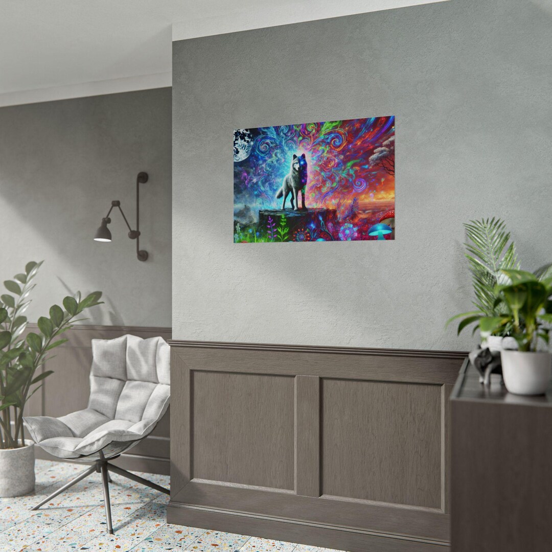 Ethereal Wolf Duality Psychedelic Landscape Poster - Etsy