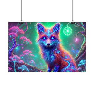 Psychedelic Fox in Enchanted Forest Trippy Fantasy Art - Etsy