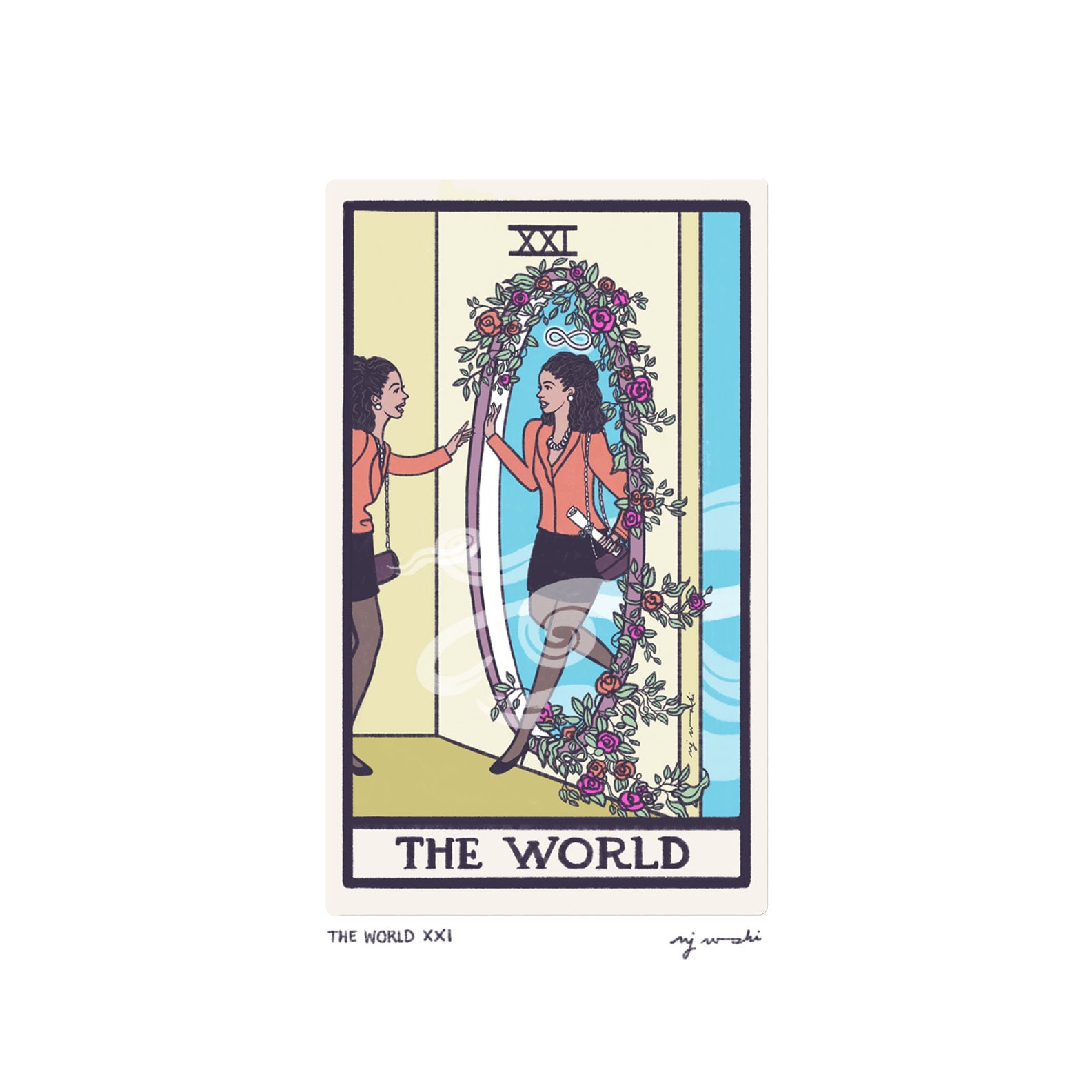The World XXI - Tarot Card Art - 5x7 Art Print, Hand-cut and Mounted ...