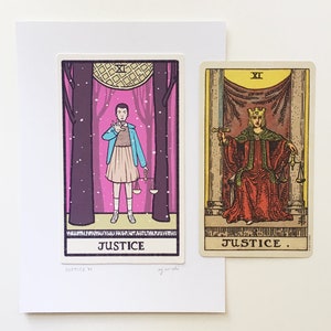 Justice XI - Tarot Card Art - 5x7 Art Print, Hand-cut and Mounted Card ...